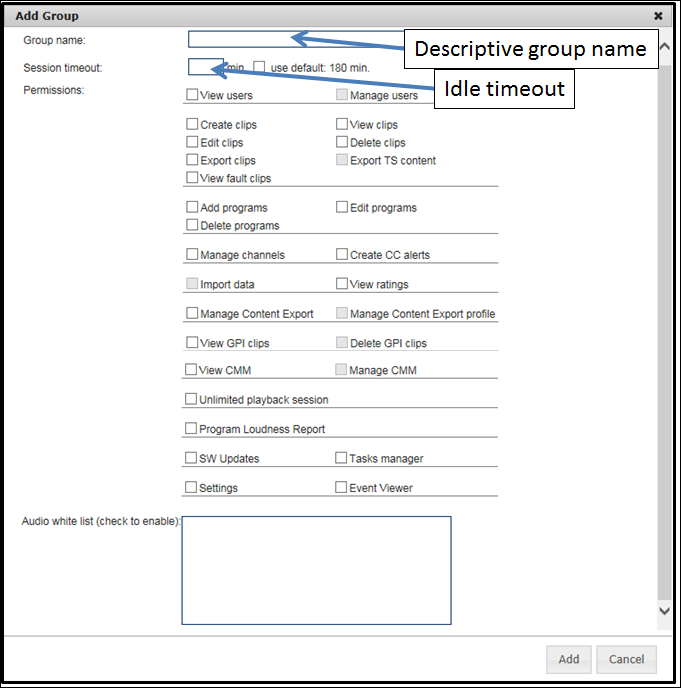 Create a New Group | Volicon 7.2 Admin Guide | SnapStream