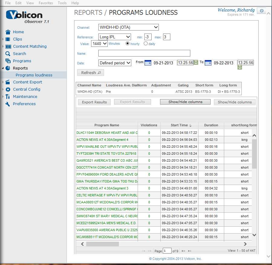 Reports | Volicon 7.2 User Guide | SnapStream