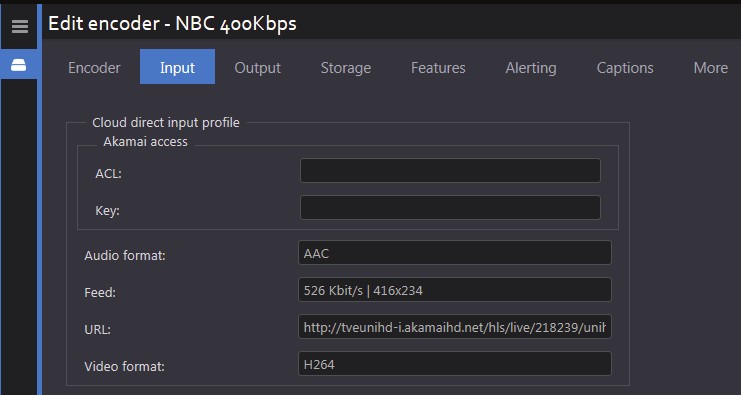 Encoder - Input | Volicon 8.0 Admin Guide | SnapStream