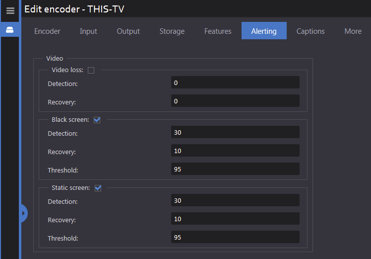 Encoder - Alerting | Volicon 8.0 Admin Guide | SnapStream
