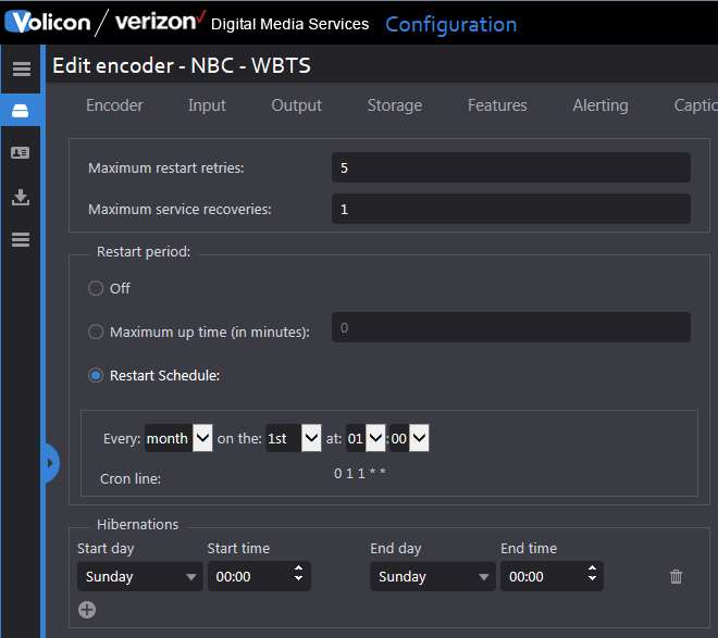 Encoder: More | Volicon 8.1 Admin Guide | SnapStream