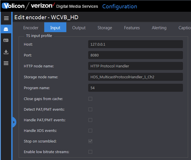 Encoder configuration | Volicon 8.2 Admin Guide | SnapStream