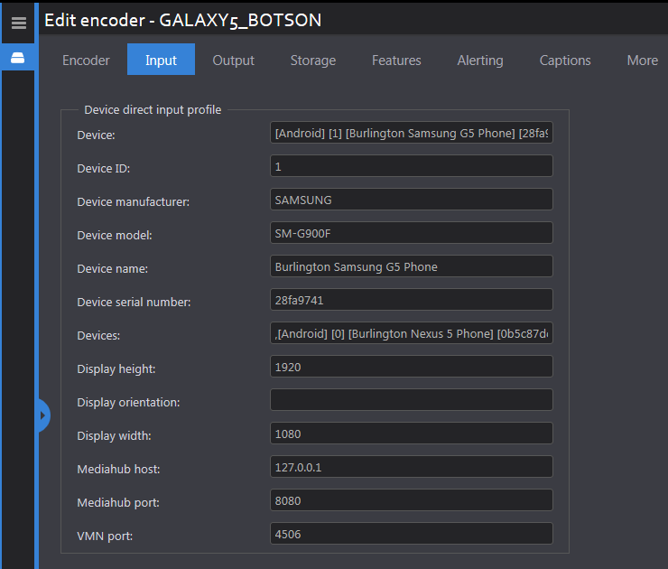 Encoder configuration | Volicon 8.2 Admin Guide | SnapStream
