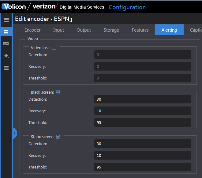 Encoder configuration | Volicon 8.2 Admin Guide | SnapStream
