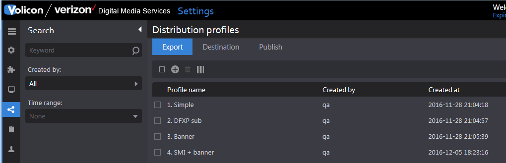 Distribution profiles | Volicon 9.1 Admin Guide | SnapStream