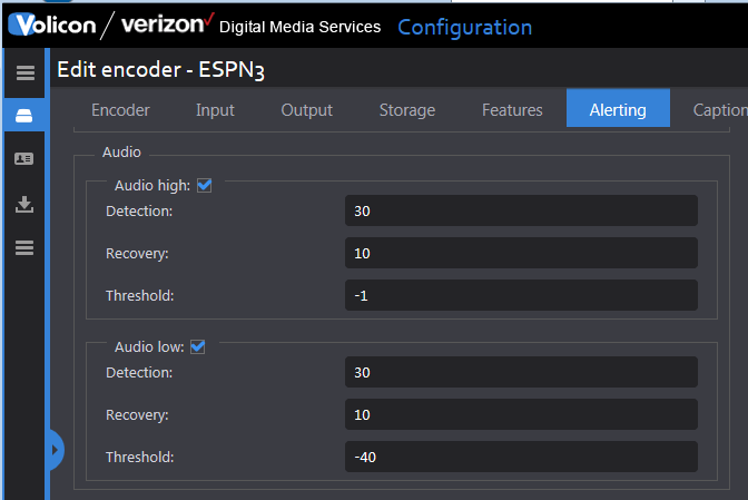 Encoder configuration | Volicon 9.1 Admin Guide | SnapStream
