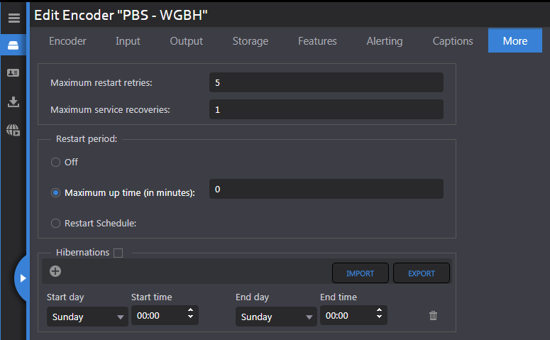 Encoder configuration | Volicon 9.1 Admin Guide | SnapStream